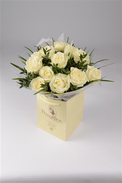 Valentines Dozen White Roses